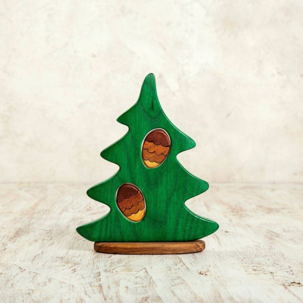 Waldorf Pine tree Puzzle with cones - WoodenCaterpillar Toys