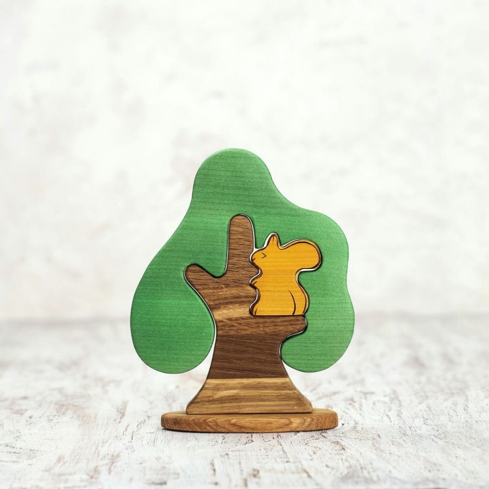 Wooden Tree With Squirrel - WoodenCaterpillar Toys
