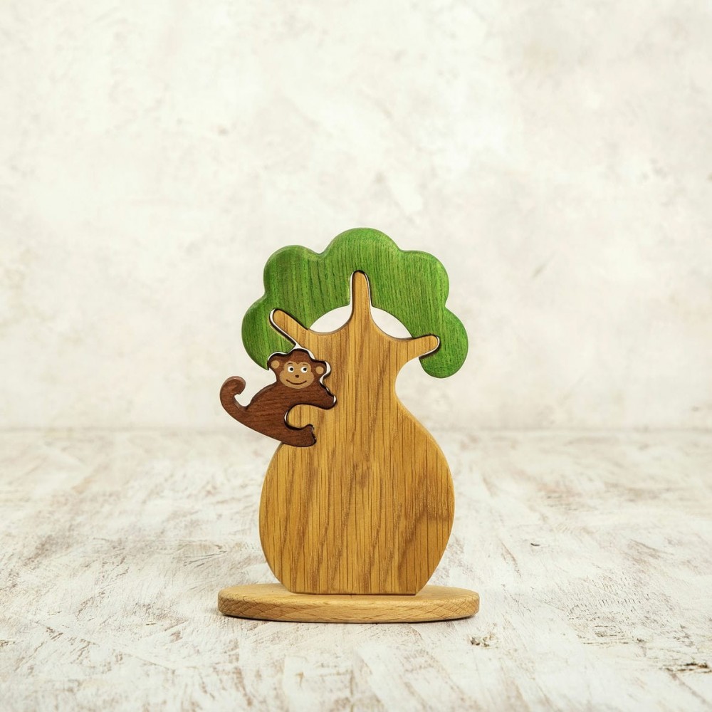 Wooden Tree With A Monkey - WoodenCaterpillar Toys