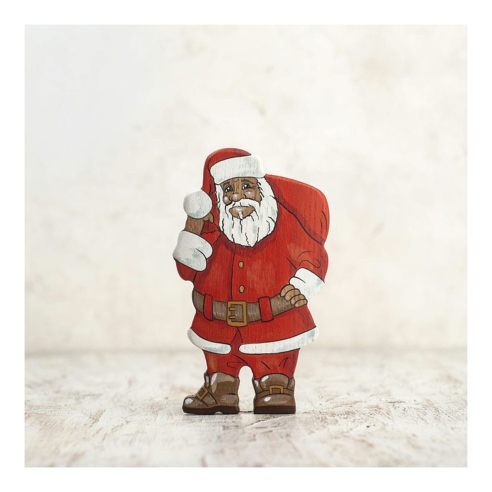 Wooden Santa Claus figurine Afro-American Christmas Decor ...