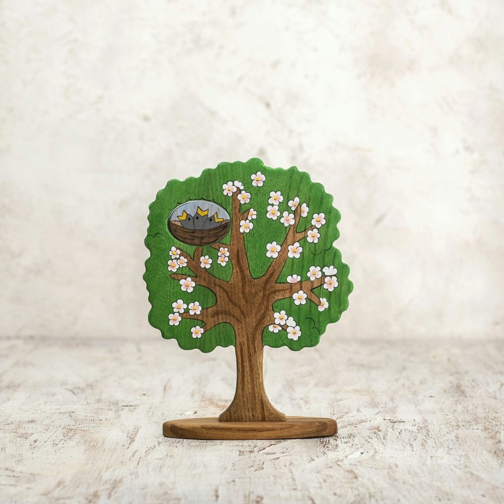 Waldorf Spring Tree 2-sided with birds and flowers - WoodenCaterpillar Toys