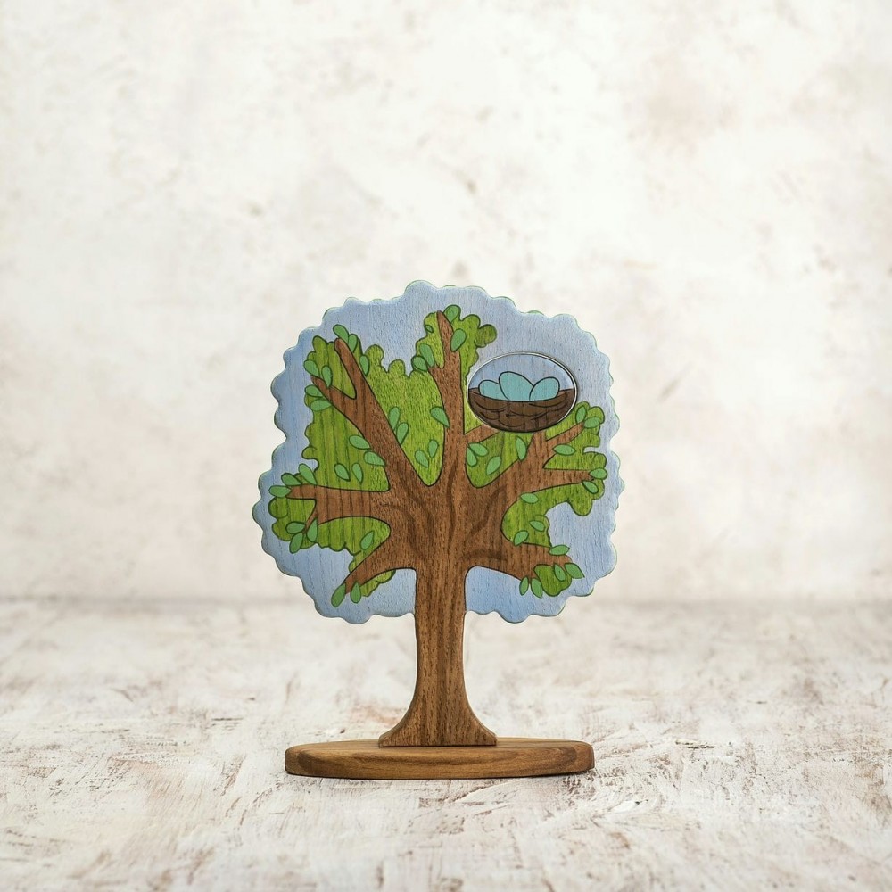Waldorf Spring Tree 2-sided with birds and flowers - WoodenCaterpillar Toys