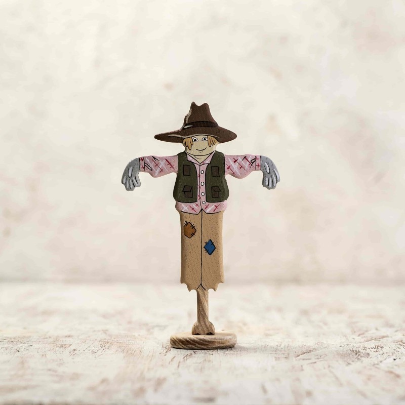 Handmade Wooden Strawman Toy - Artisan Scarecrow Figure ...