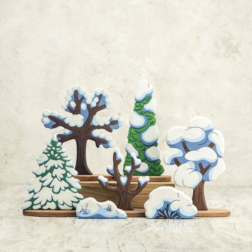 Enchanted Hand-Painted Evergreen Tree Toy - Wooden Winter Pine with ...