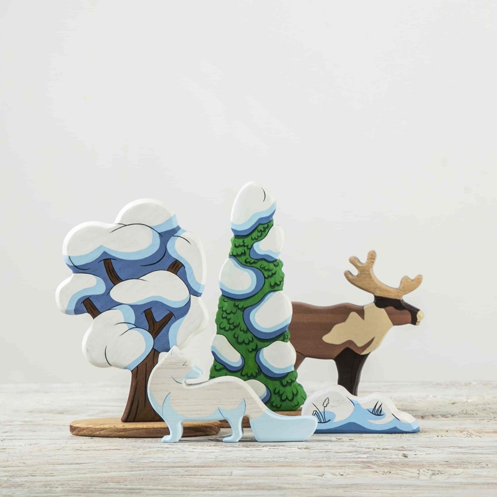 Enchanted Hand-Painted Evergreen Tree Toy - Wooden Winter Pine with ...